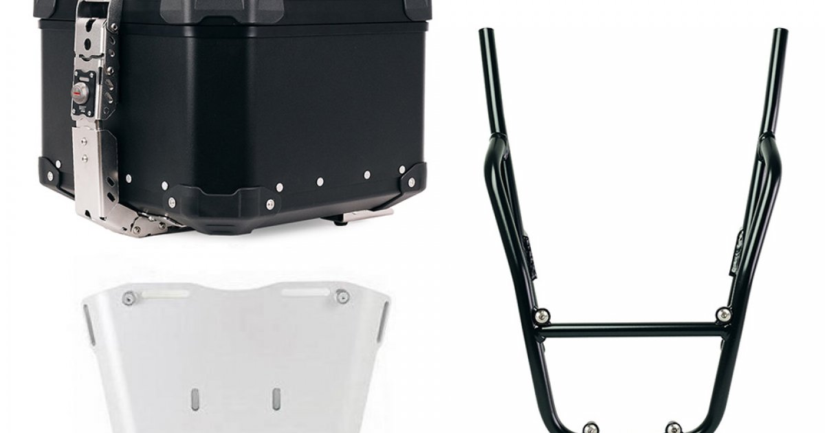 Atlas Aluminium Top Case 44L universal + Luggage rack with passenger ...