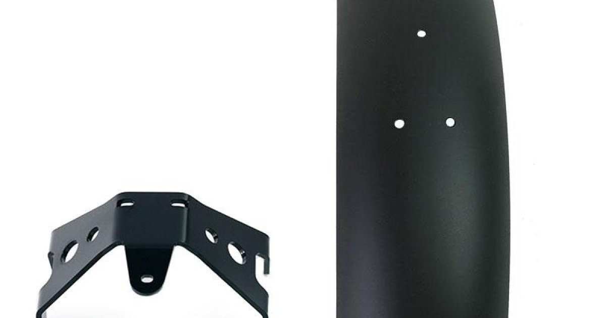 Matt Black low front fender in aluminum Honda CL with fork stabiliser